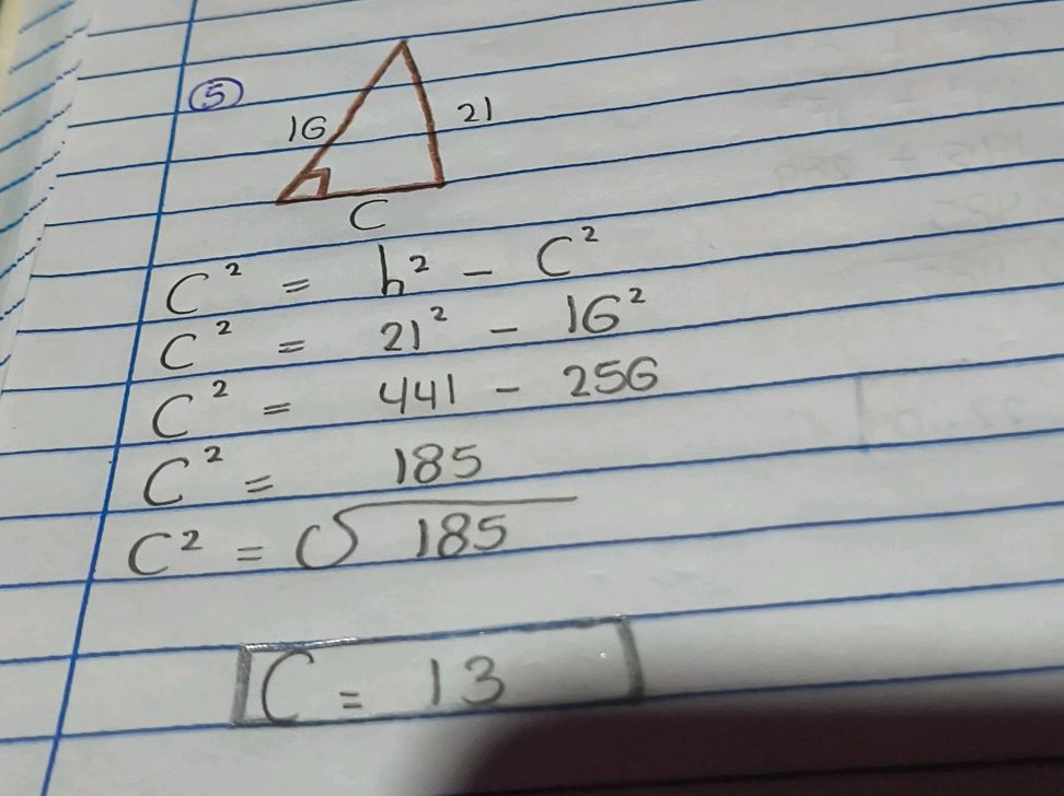 Given a right triangle with sides 16 and 21, | StudyX