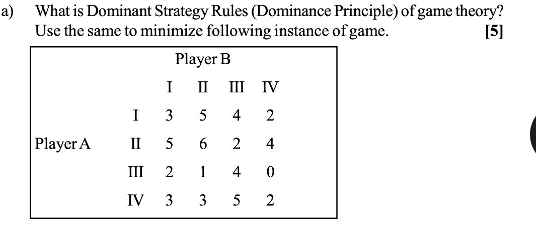 What is Dominant Strategy Rules (Dominance | StudyX