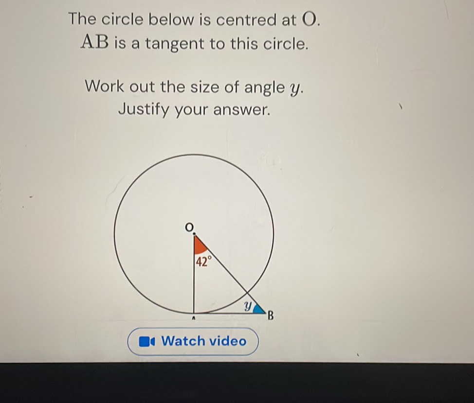 The circle below is centred at O. AB is a | StudyX