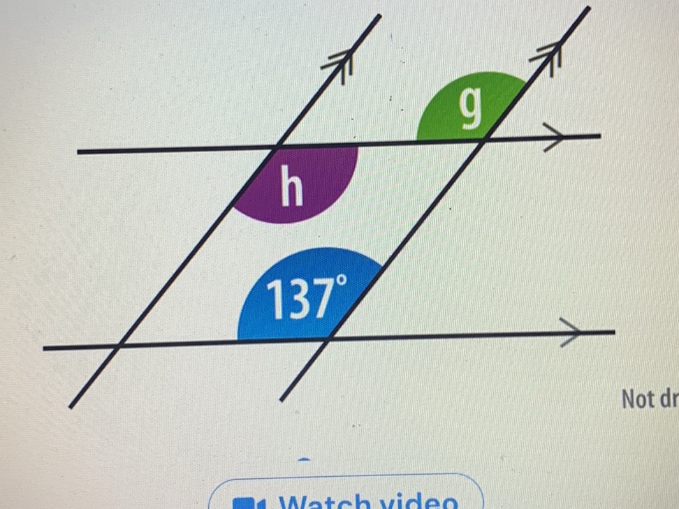 Find the value of angle g and h | StudyX