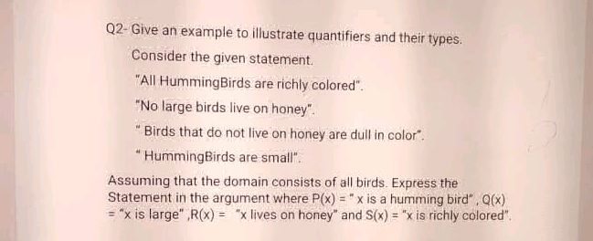 Q2- Give an example to illustrate | StudyX