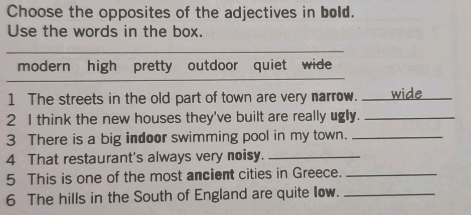 Choose the opposites of the adjectives in | StudyX