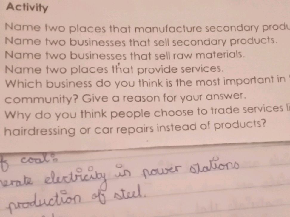 Name two places that manufacture secondary | StudyX