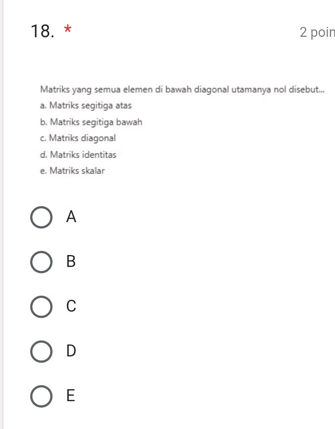 Matriks yang semua elemen di bawah diagonal | StudyX