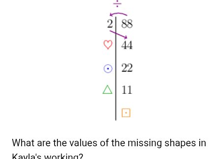 What are the values of the missing shapes in | StudyX