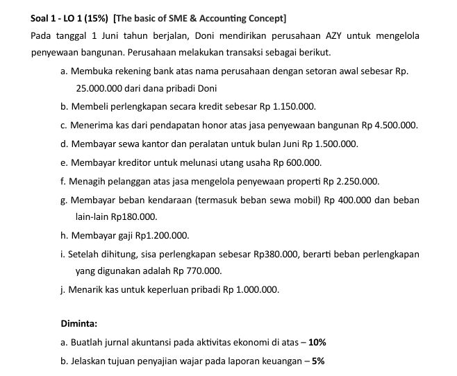 Soal 1 - LO 1 (15%) [The basic of SME | StudyX