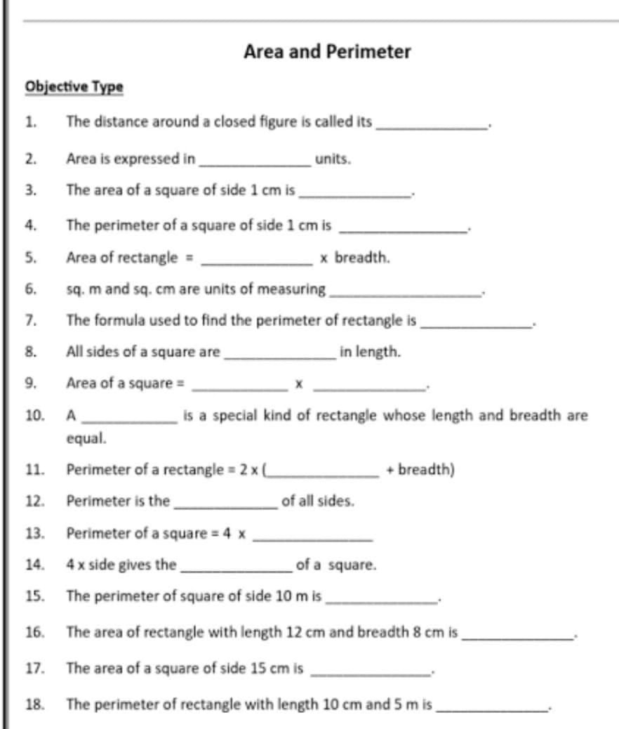 1. The distance around a closed figure is | StudyX