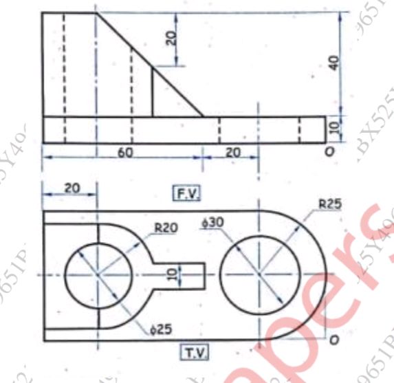 The image shows the front view (F.V.) and | StudyX