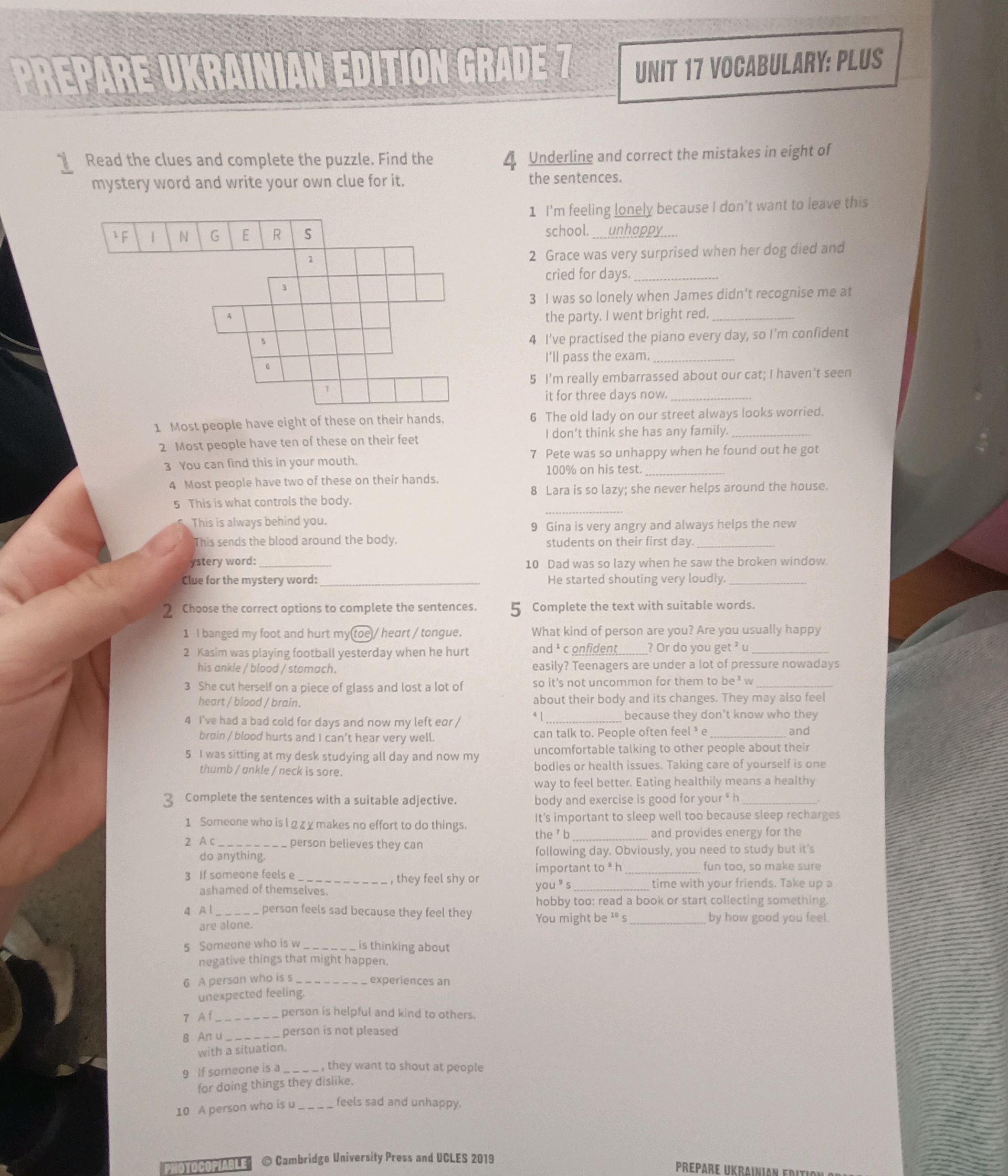 1 Read the clues and complete the puzzle. | StudyX