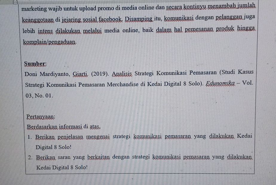 Berdasarkan informasi di atas. 1. Berikan | StudyX