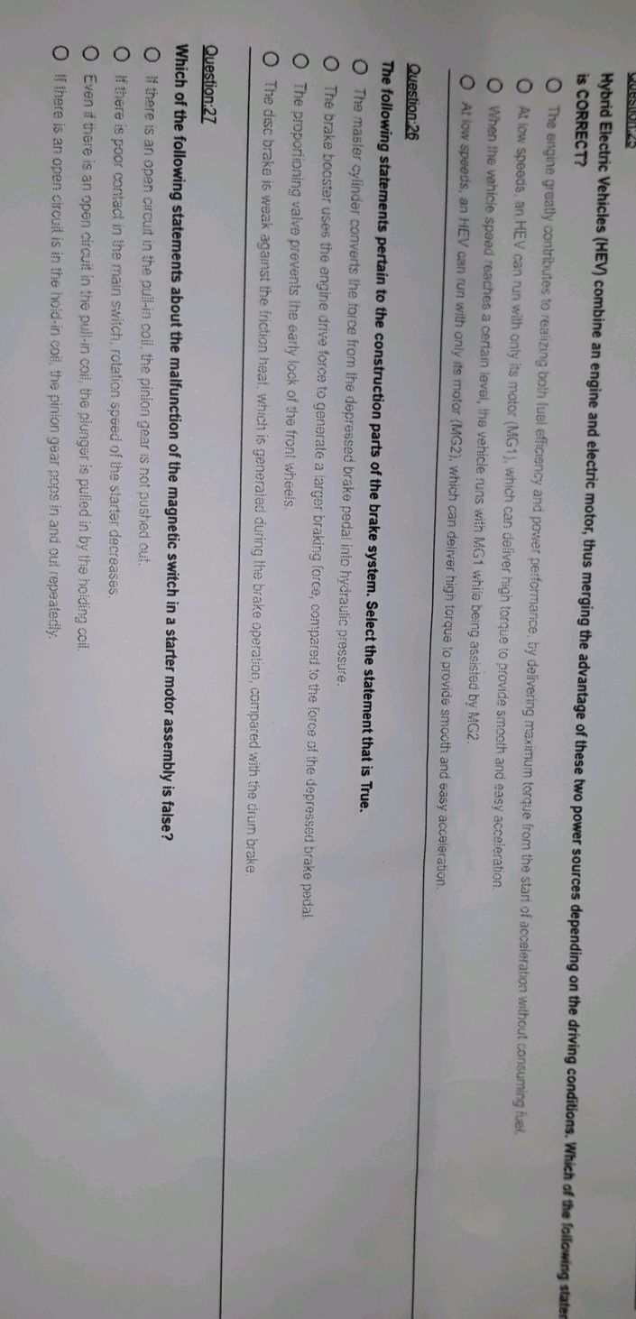 Question:25 Hybrid Electric Vehicles (HEV) | StudyX