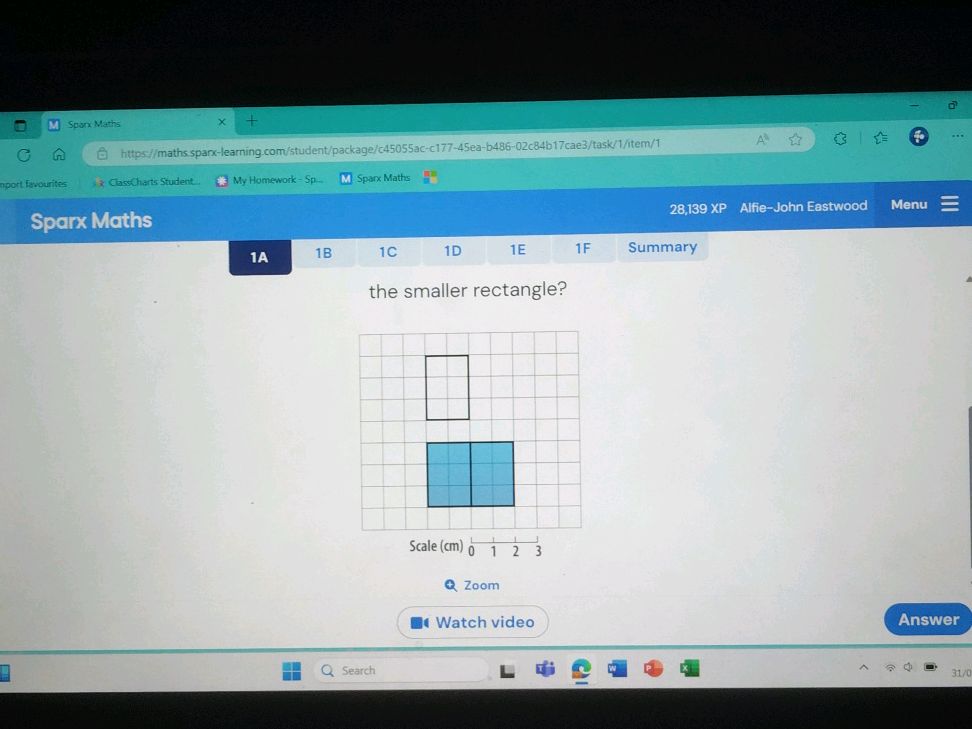 Finding the area of the smaller rectangle | StudyX