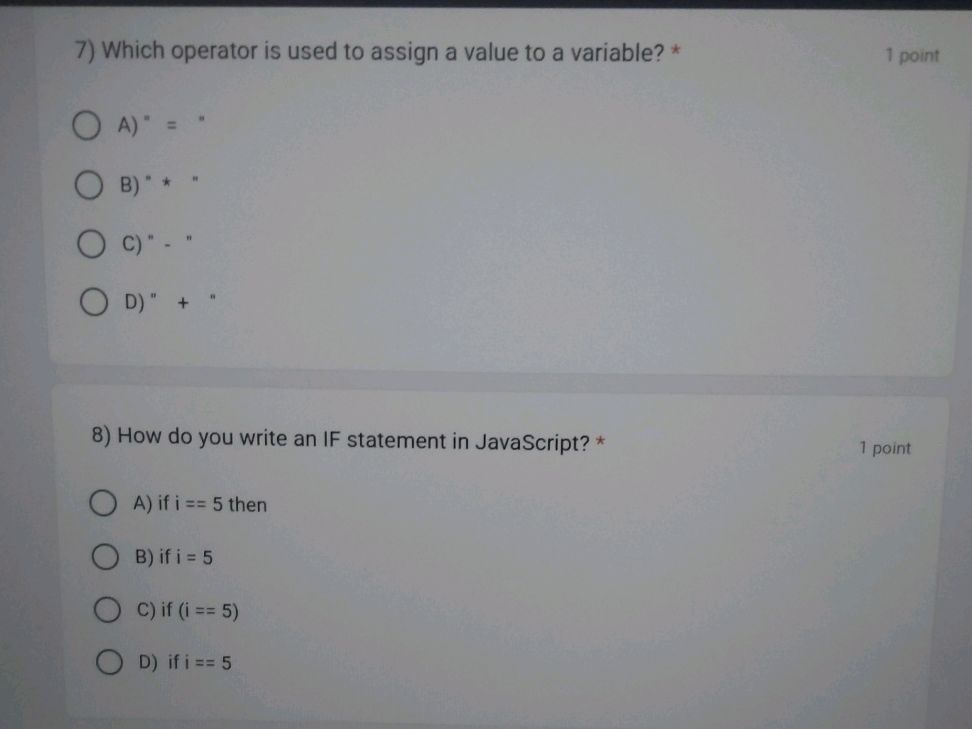 7) Which operator is used to assign a value | StudyX