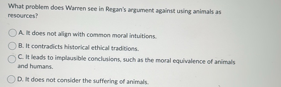 What problem does Warren see in Regan's | StudyX