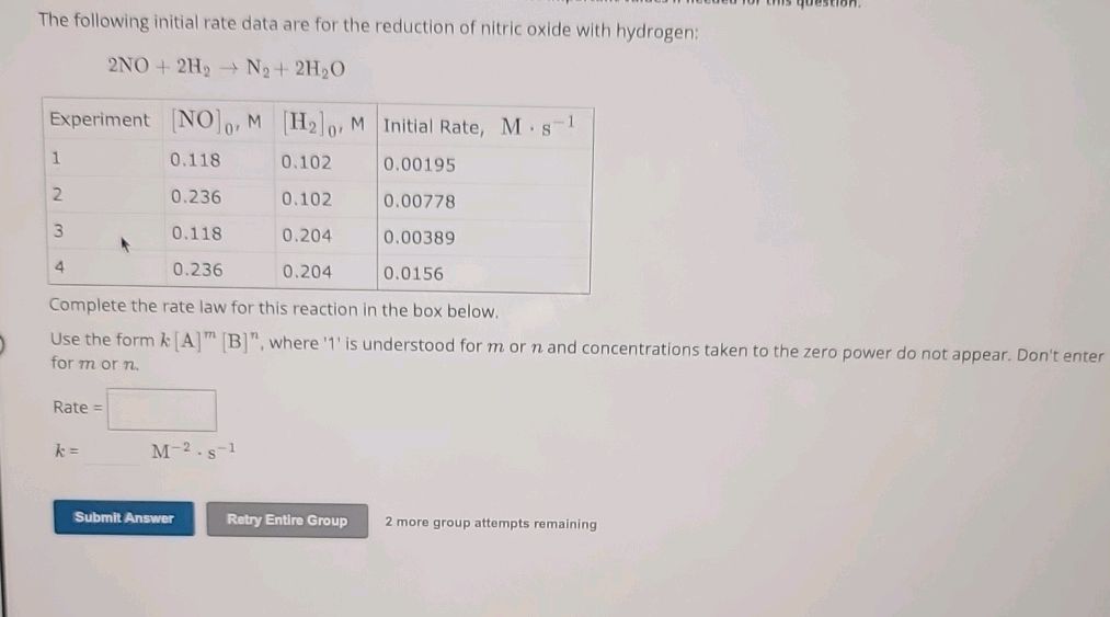 The following initial rate data are for the | StudyX