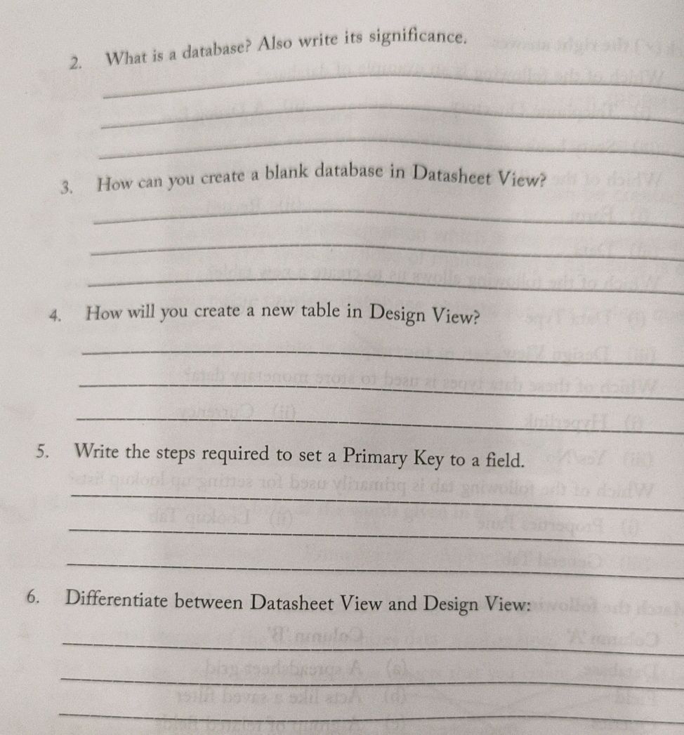 2. What is a database? Also write its | StudyX