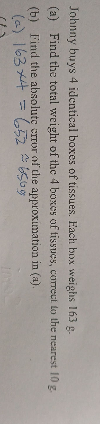 Johnny buys 4 identical boxes of tissues. | StudyX
