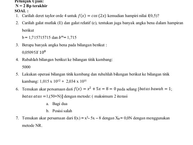 1. Carilah deret taylor orde 4 untuk $f(x) = | StudyX