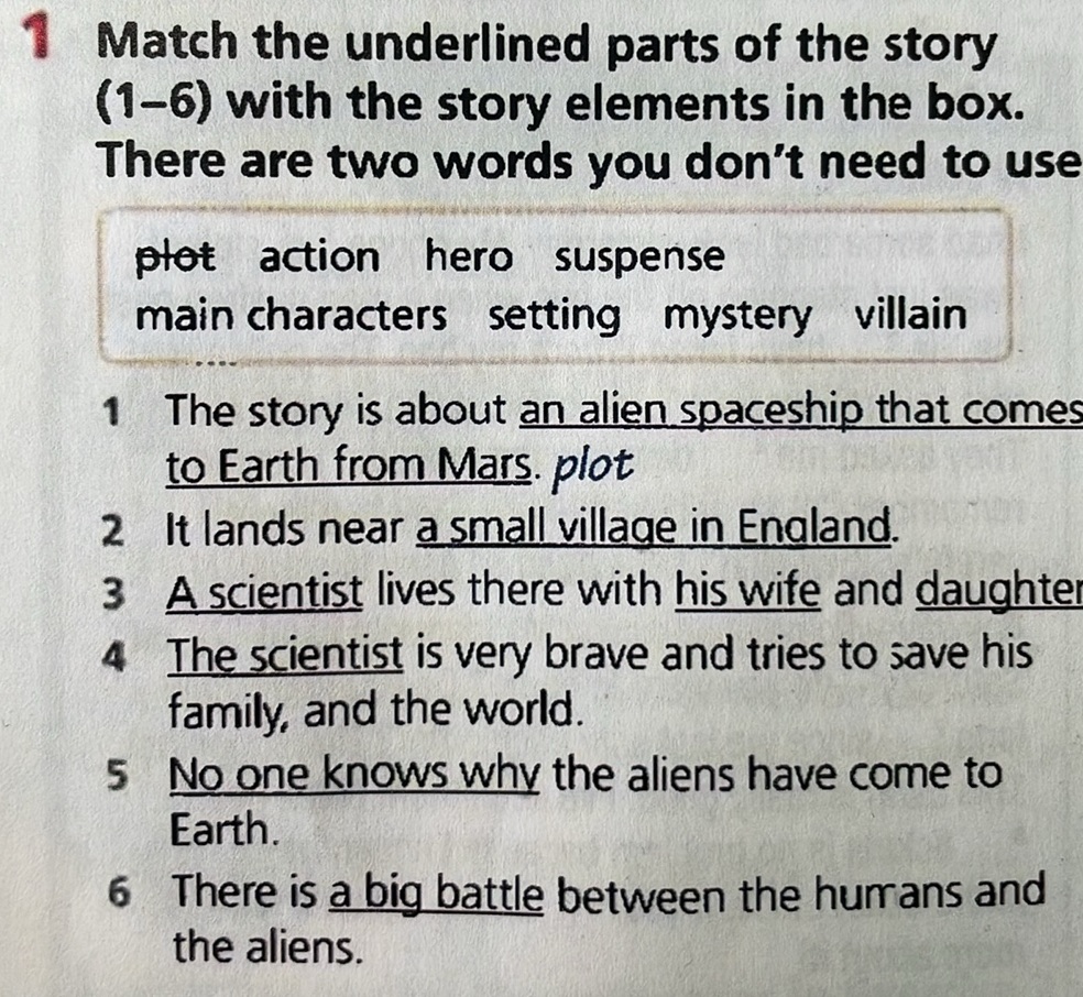 Match the underlined parts of the story | StudyX
