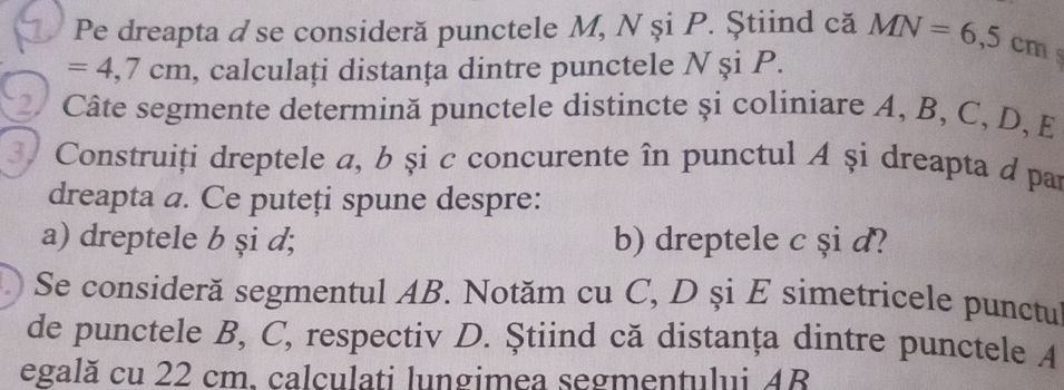 1. Pe dreapta d se consideră punctele M, N | StudyX