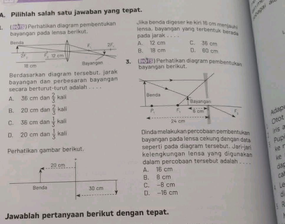 1. Perhatikan diagram pembentukan bayangan | StudyX