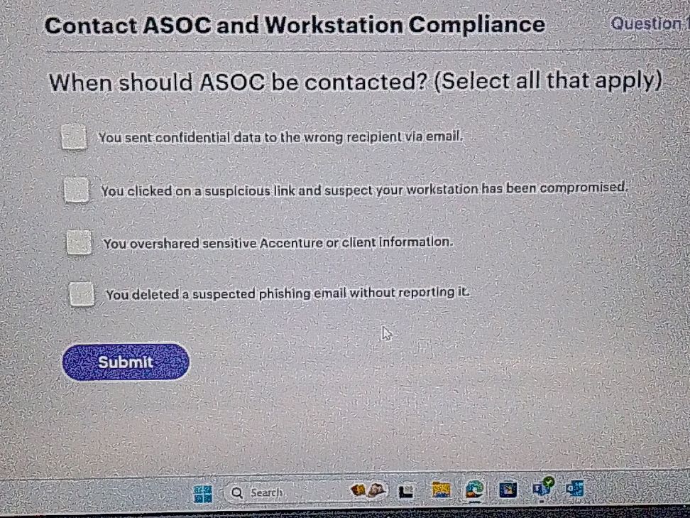 When should ASOC be contacted? (Select all