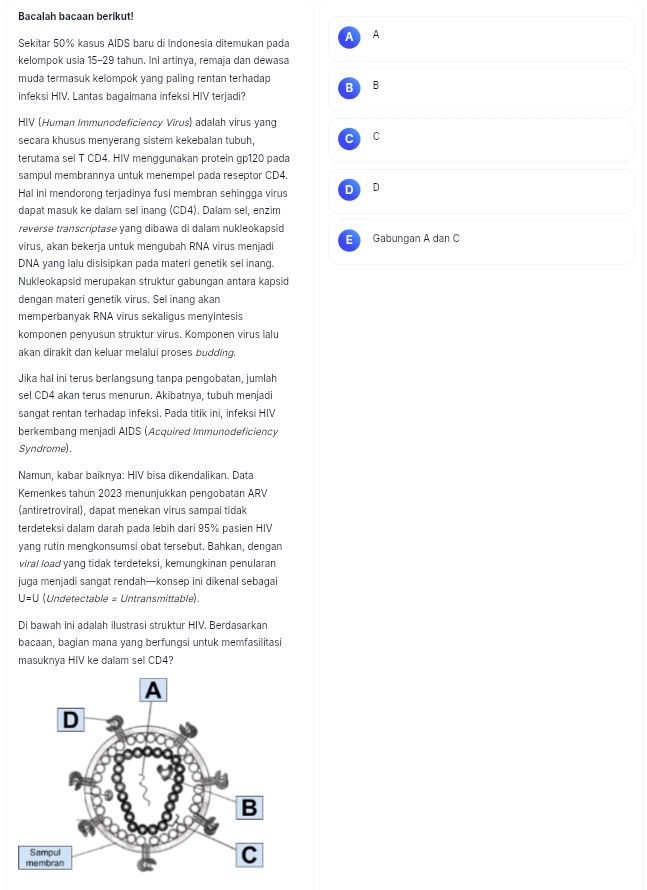 Di bawah ini adalah ilustrasi struktur HIV. | StudyX