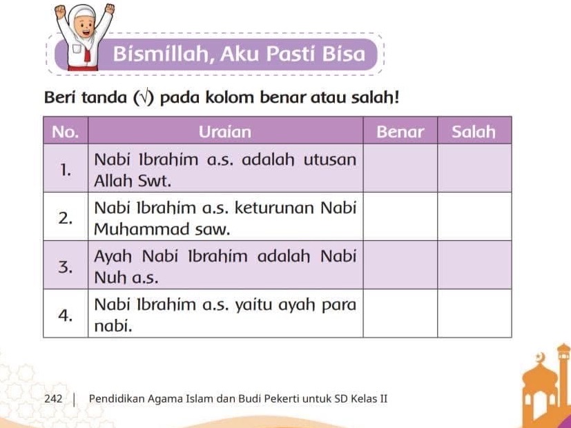 Beri tanda ( ) pada kolom benar atau salah! | StudyX