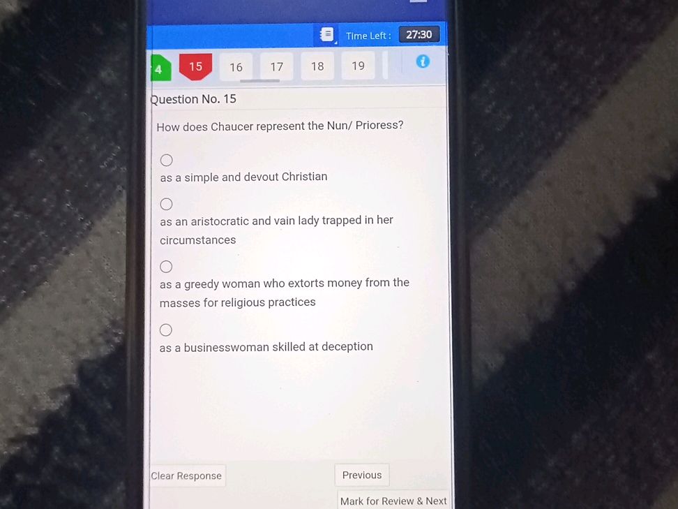 Question No. 15 How does Chaucer represent | StudyX