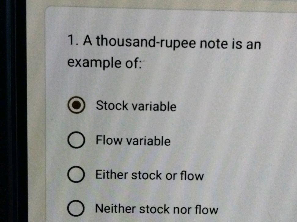1. A thousand-rupee note is an example of: | StudyX