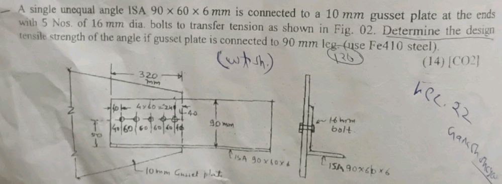 A single unequal angle ISA 90 x 60 x 6 mm is