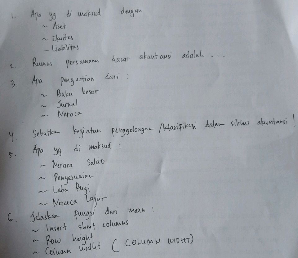 1. Apa yg di maksud dengan ~ Aset ~ Ekuitas | StudyX