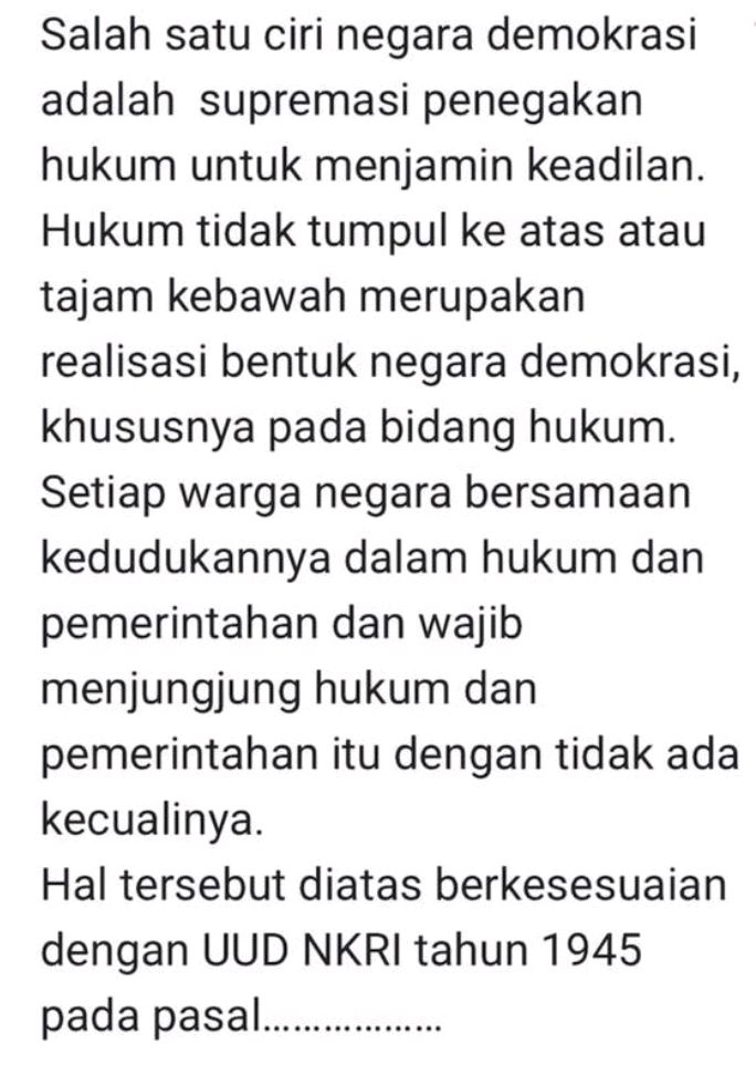 Salah satu ciri negara demokrasi adalah | StudyX