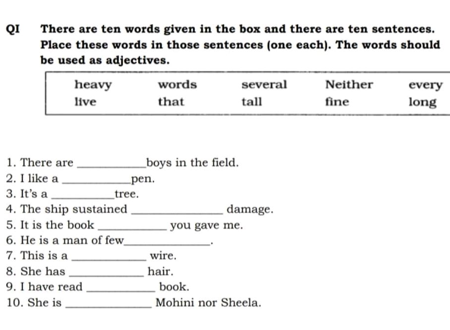There are ten words given in the box and | StudyX
