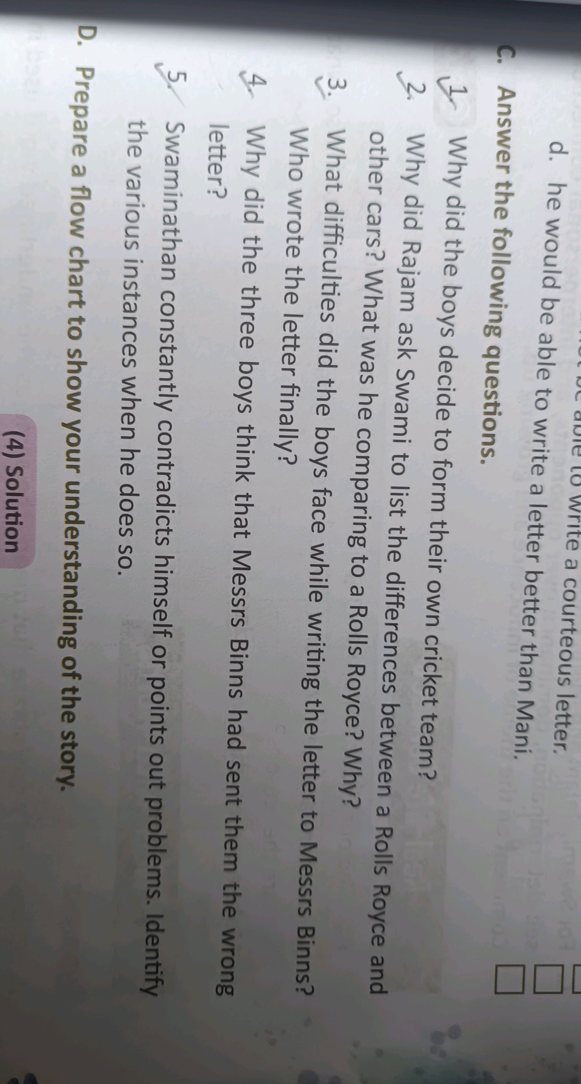 C. Answer the following questions. 1. Why | StudyX