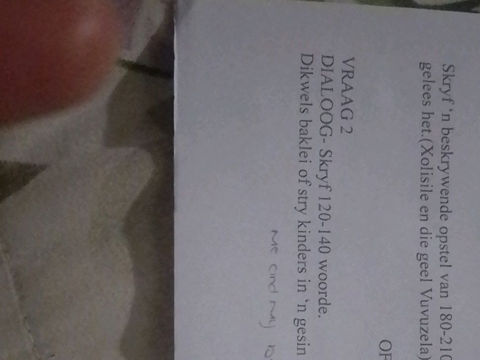 Skryf 'n beskrywende opstel van 180-210 | StudyX