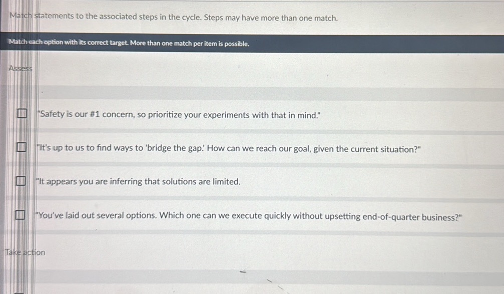 Match statements to the associated steps in | StudyX