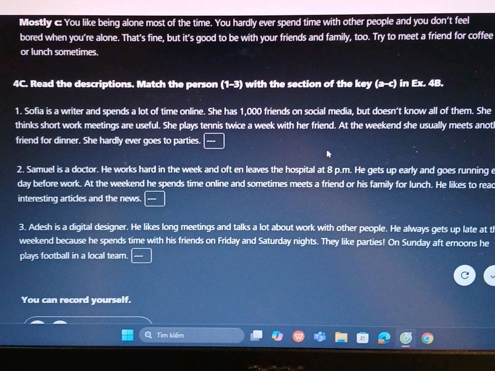 4C. Read the descriptions. Match the person | StudyX