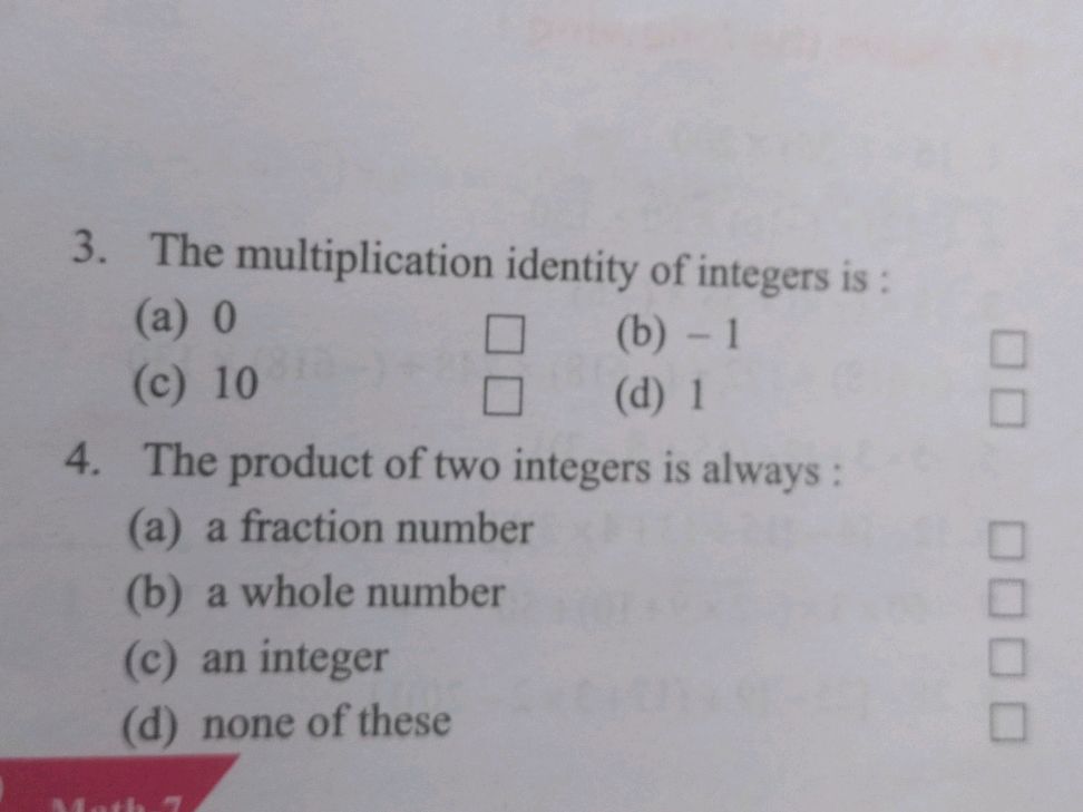 3. The multiplication identity of integers | StudyX