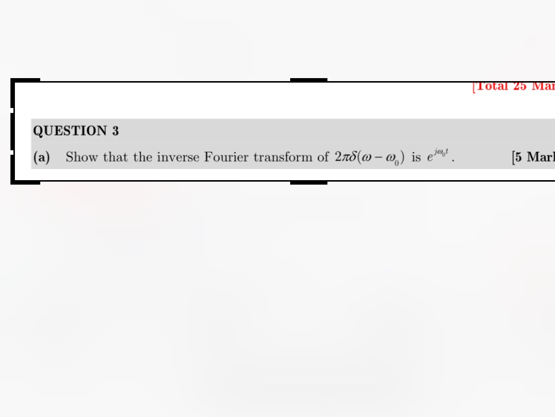 (a) Show that the inverse Fourier transform | StudyX