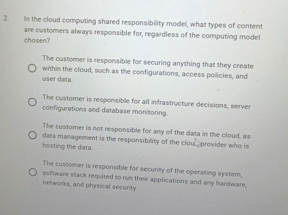 2. In the cloud computing shared | StudyX