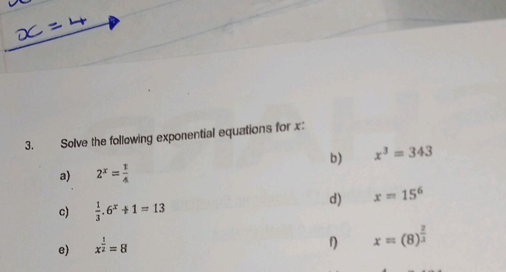 3. Solve the following exponential equations | StudyX