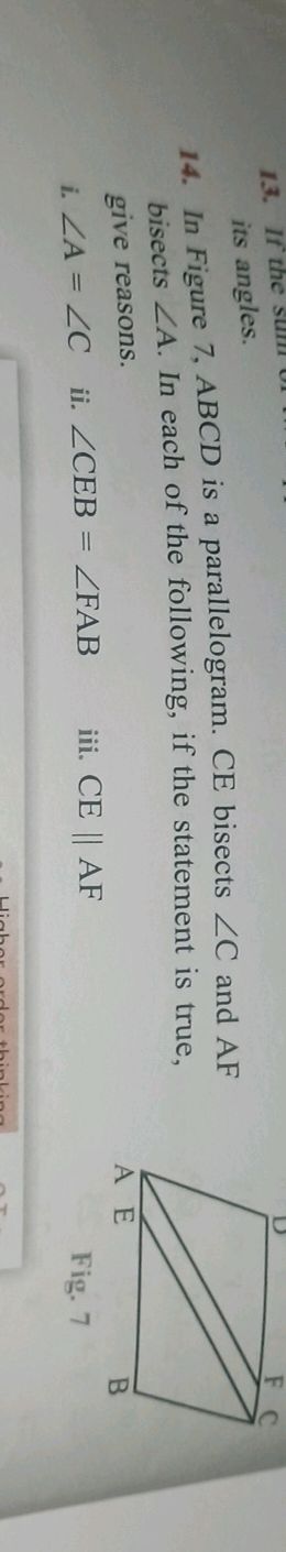 14. In Figure 7, ABCD is a parallelogram. CE | StudyX