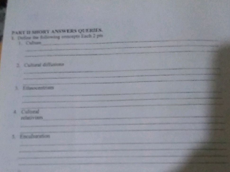 PART II SHORT ANSWERS QUERIES. 1. Define the | StudyX