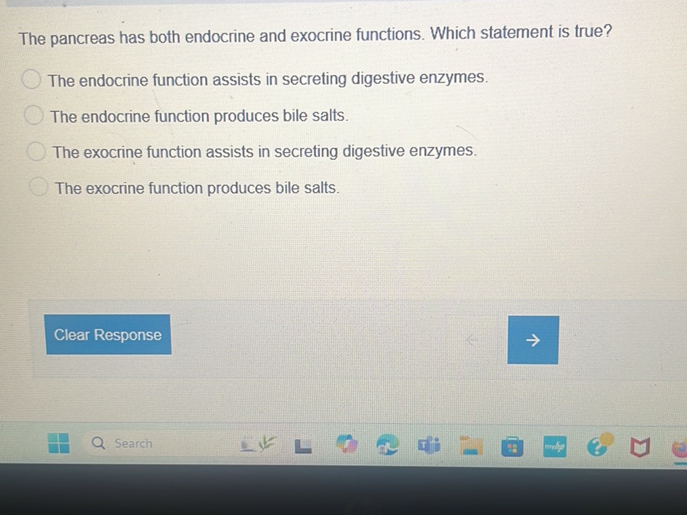 The pancreas has both endocrine and exocrine | StudyX