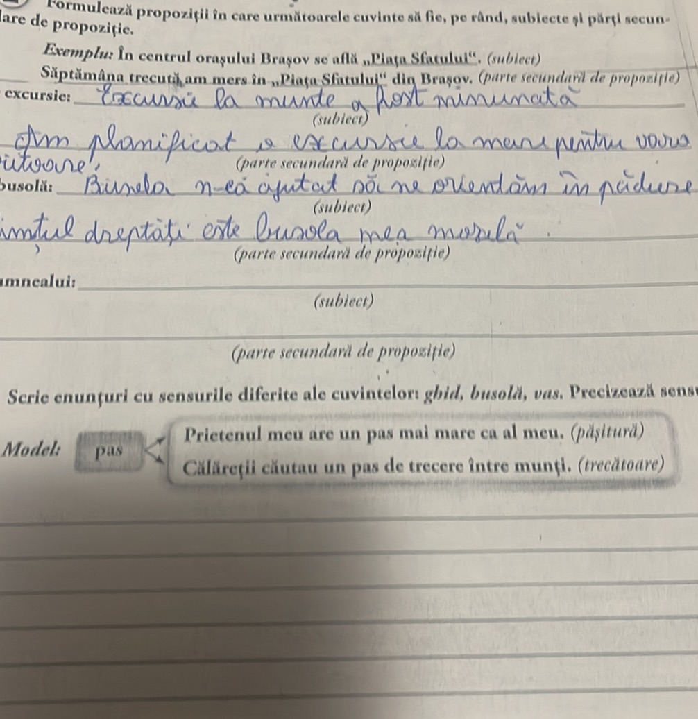 Scrie enunțuri cu sensurile diferite ale | StudyX
