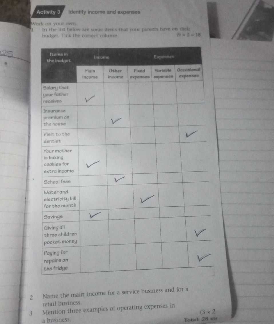 In the list below are some items that your | StudyX