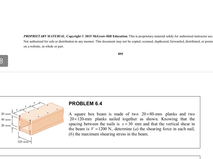 PROBLEM 6.4 A square box beam is made of | StudyX