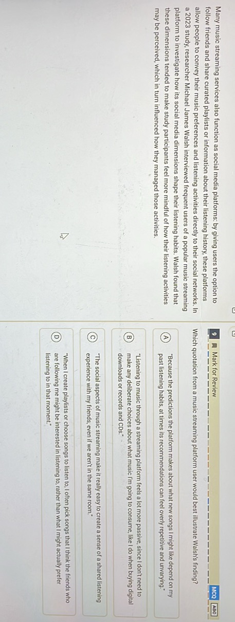 Which quotation from a music streaming | StudyX