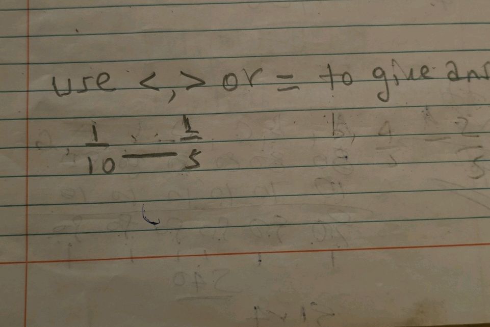 Use , or = to give an answer. $ {1}{10} \_ | StudyX